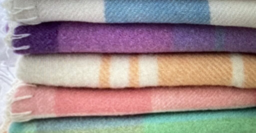 BEAUTIFUL PEACH, GREEN AND CREAM BABY BLANKET - NZ Baby Blankets