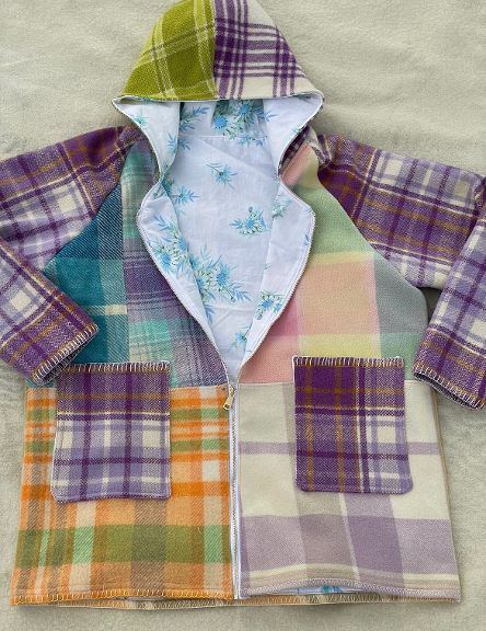 Vintage patch wool blanket jacket - Country Stitch’n Creations