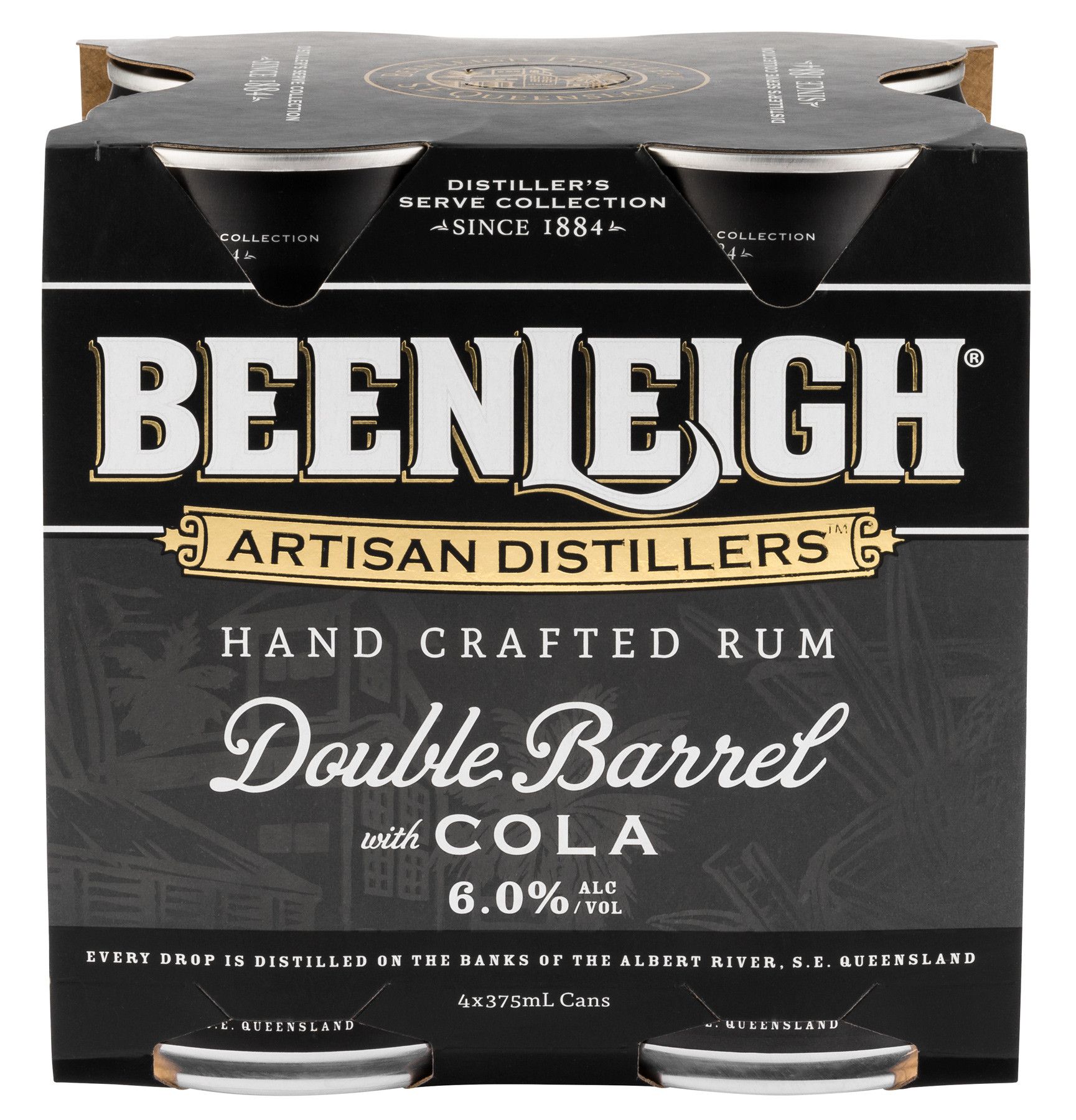 BEENLEIGH DOUBLE BARREL & COLA 375ML CANS