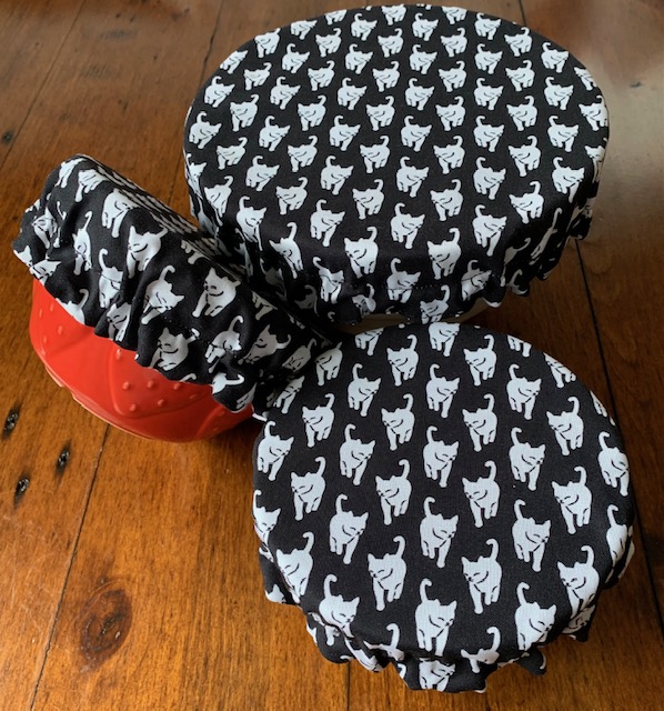 Cat Silhouettes Reversible Cotton Fabric Bowl Covers - Free NZ Shipping