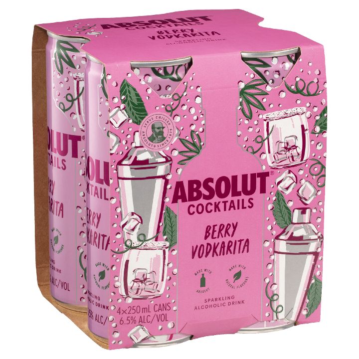 ABSOLUT BERRY VODKARITA 250ML CANS
