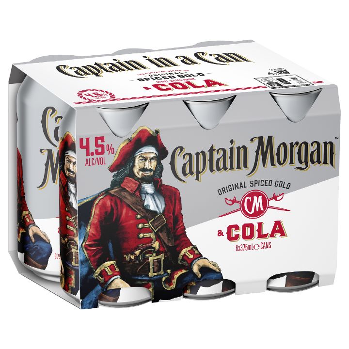 CAPTAIN MORGAN & COLA 375ML CANS - Liquor Warehouse - Torquay