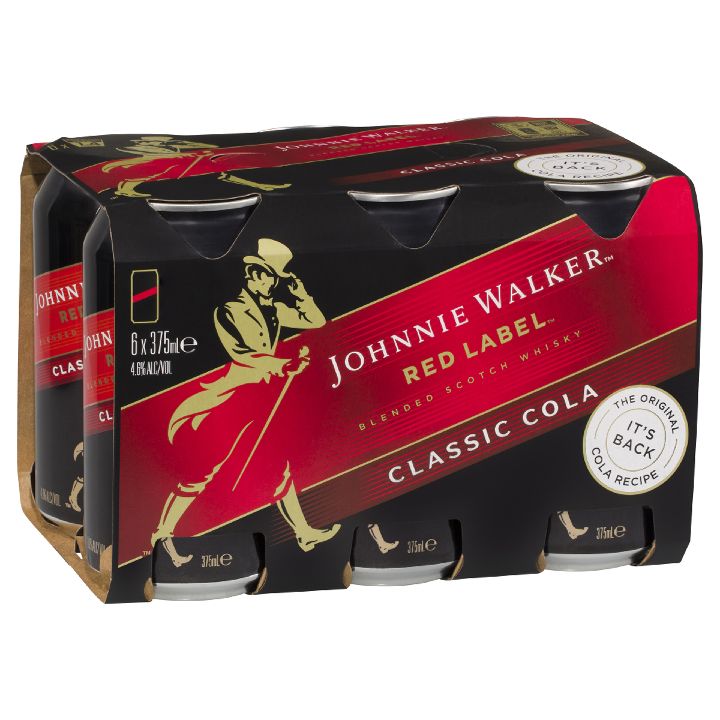 JOHNNIE WALKER RED & COLA 4.6% 375ML CANS