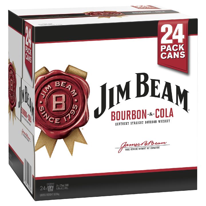 JIM BEAM WHITE & COLA 375ML CUBE CANS