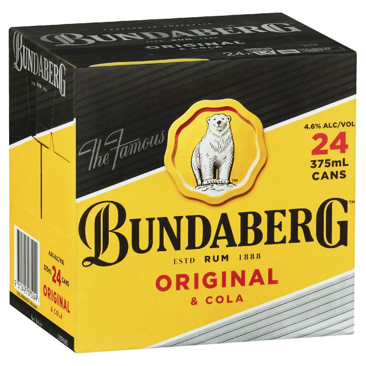 BUNDABERG UP RUM & COLA 375ML CUBE CANS