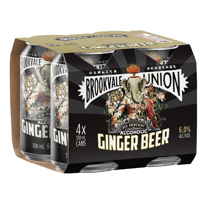 BROOKVALE UNION ALCOHOLIC GINGER BEER 6% 330ML CANS