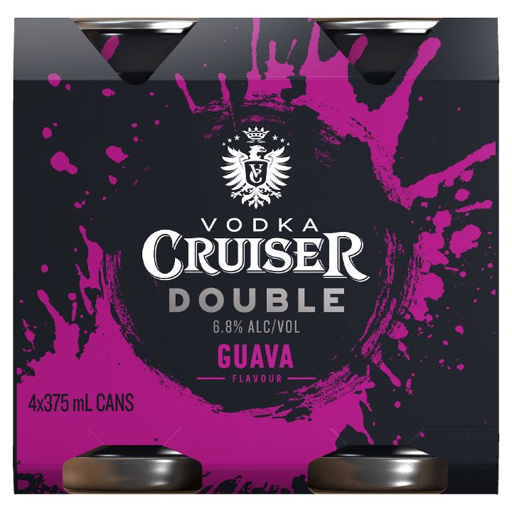 VODKA CRUISER DOUBLE 6.8% GUAVA 375ML CANS