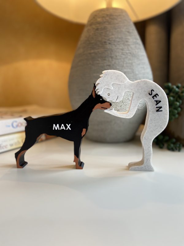 Human & Doberman Pinscher 3D-Printed Sculpture - Shap3d NZ
