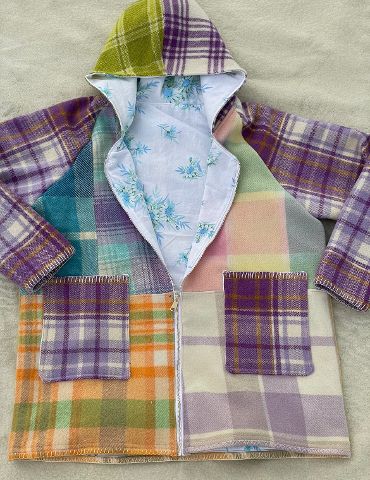 Vintage patch wool blanket jacket - Country Stitch’n Creations